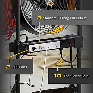 Mule 52000-01 300 lbs. Capacity Hand Truck 5-in-1 Mobile Workshop with Integrated 3-Speed Fan and LED Light