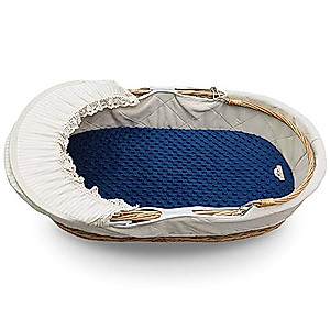 BlueSnail Soft and Strechy Minky Bassinet Fitted Sheet, Cradle Sheets for Bassinet Pad/Mattress 2pk (Bassinet, Navy+Gray)