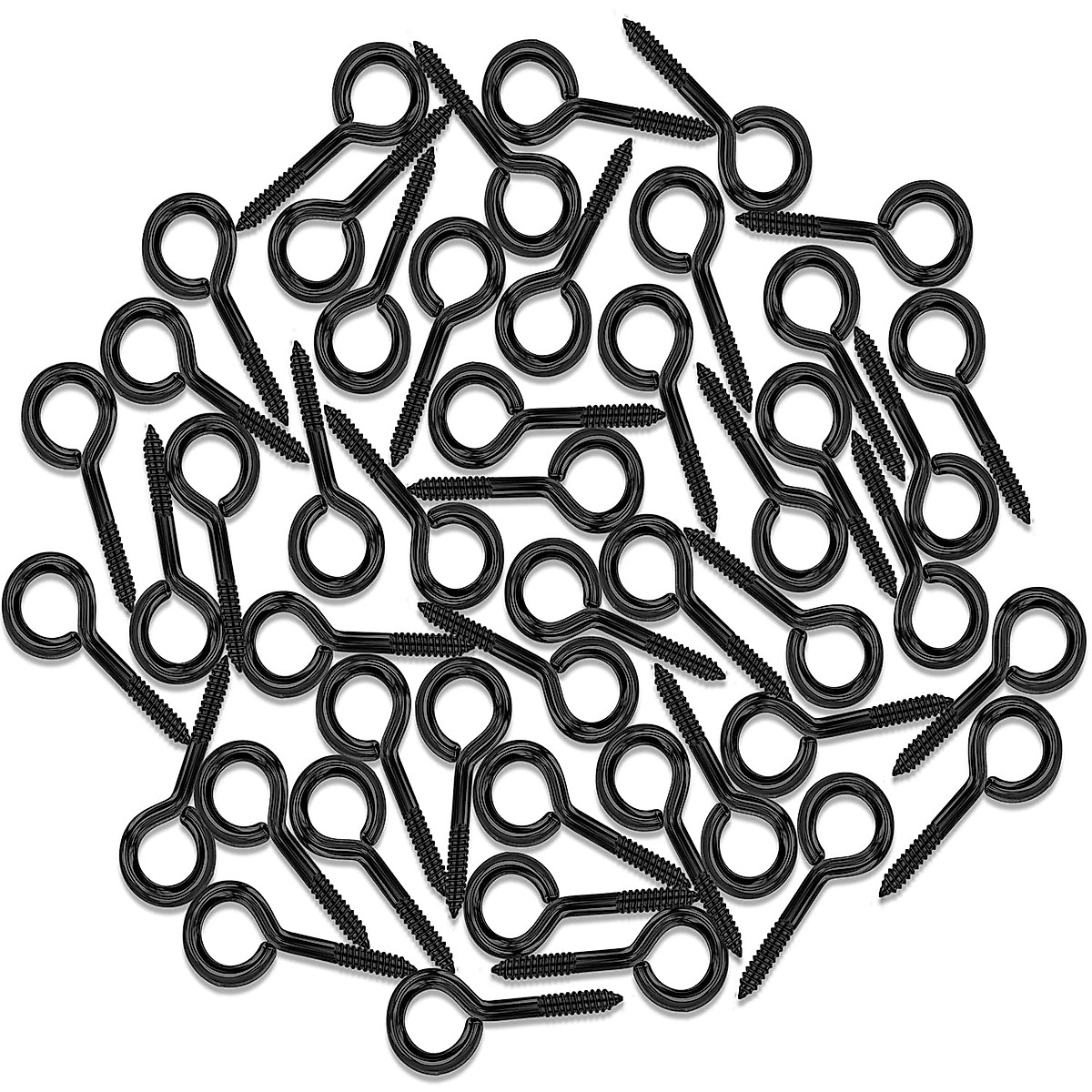 30 Pack of Eye Screws, 2 inch Metal Eye Hooks Thread Self-Tapping Hanging Hooks Eyebolt Ring Black.