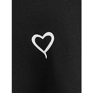 Milumia Girl's Cute Hoodie Heart Print Pocket Front Sweatshirts Drop Shoulder Casual Pullovers for Kid's Fall Outfits A Black