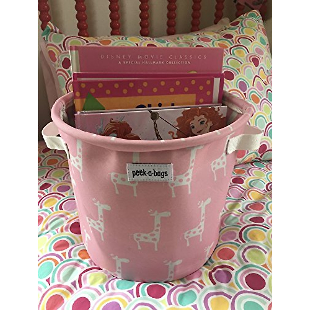 Toy Storage Organizer Canvas Bin, PEEK-A-BAGS Kid's Toy Storage - Books, Blocks, Baby Toys, Legos, Small Stuffed Animals. Organize Nursery, Bedroom, Playroom, Living Room, & Closets.