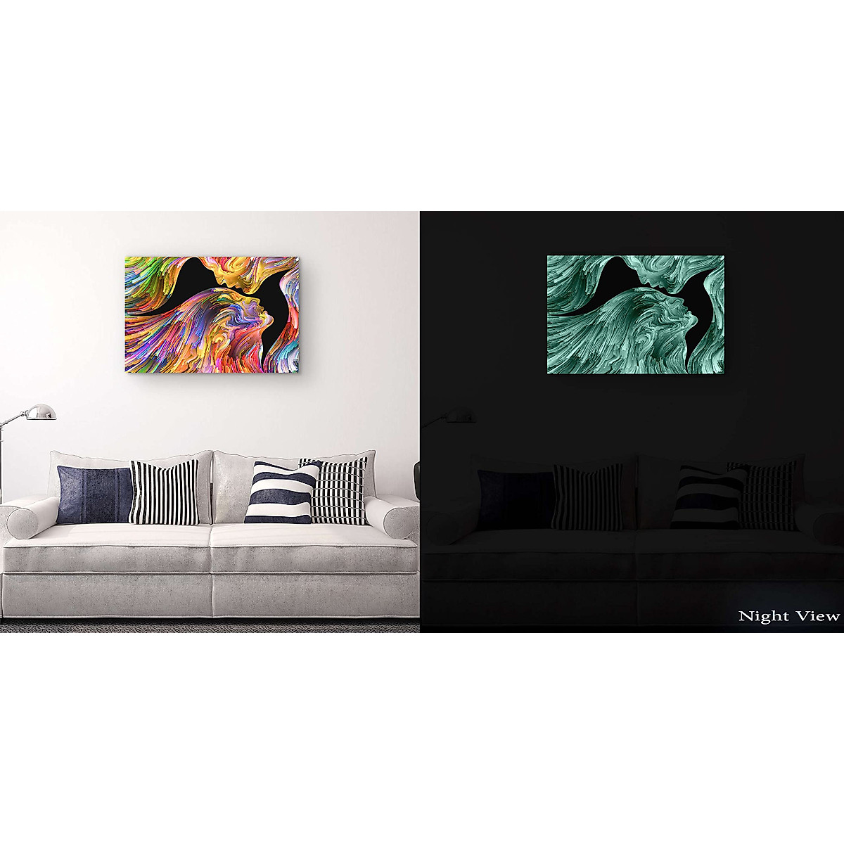 Startonight Canvas Wall Art Abstract - Kissing in Eternity, Multicolored Painting - Large Artwork Print for Living Room 32" x 48"
