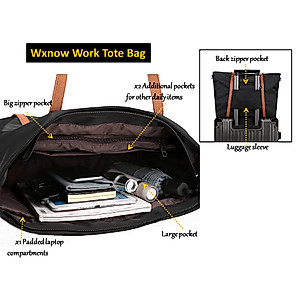 VOGUZY Laptop Tote Bag 15.6 Inch, Large Work Tote Bag Computer Shoulder Bag for Women, Laptop Carrying Case Gift for Office College Travel, Brown