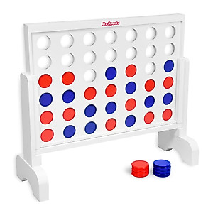 GoSports 2 foot Width Giant 4 in a Row Game with Carrying Case, Made from Wood