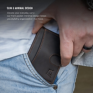 Kings Loot Money Clip Slim Minimalist Wallet for Men RFID Blocking | Slim Leather Wallets for Men | Mens Wallet Bifold | Slim Front Pocket Wallet for Men | 12 Card Holder Wallet for Men (Brown)