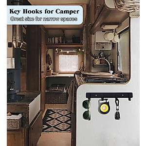 ADAMUMU Key Holder Hanging Utensil Holder with 4 Hooks Black Versatile Kitchen Rail Efficiently Organize Kitchen Towels Utensils and Small Cookware to Maximize Space