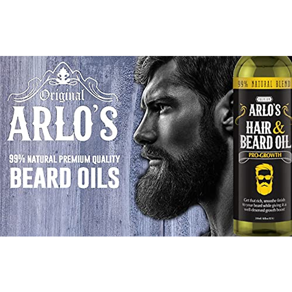 Arlo's Pro-Growth Hair and Beard Oil 8 oz. - Hair Oil, Mustache Oil and Beard Oil Growth