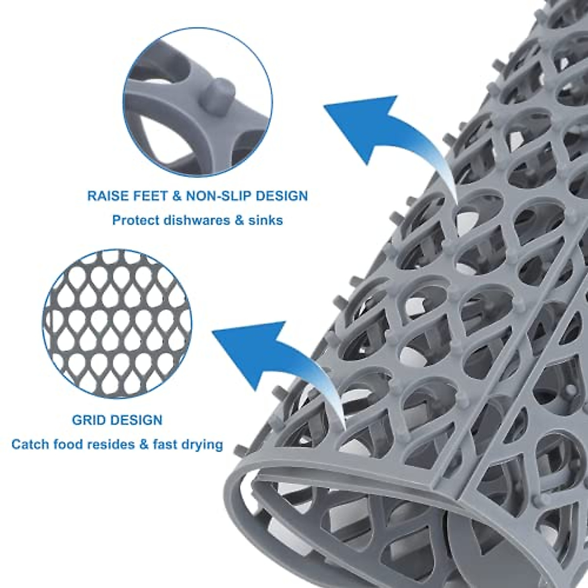 Kitchen Sink Protector, SCITURE Non-slip Sink Protector with Cuttable Center, Foldable Farmhouse Sink Protector for Stainless Steel/Ceramic Sinks, Heat Resistant Sink Mat (1 PCS, Grey, 26"x 14")