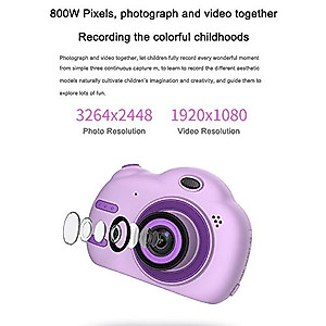 Mini Digital Camera Child Camera Toy Cartoon Video Recorder Can Shoot Camera 1080P 8MP Camera,Purple,16GB