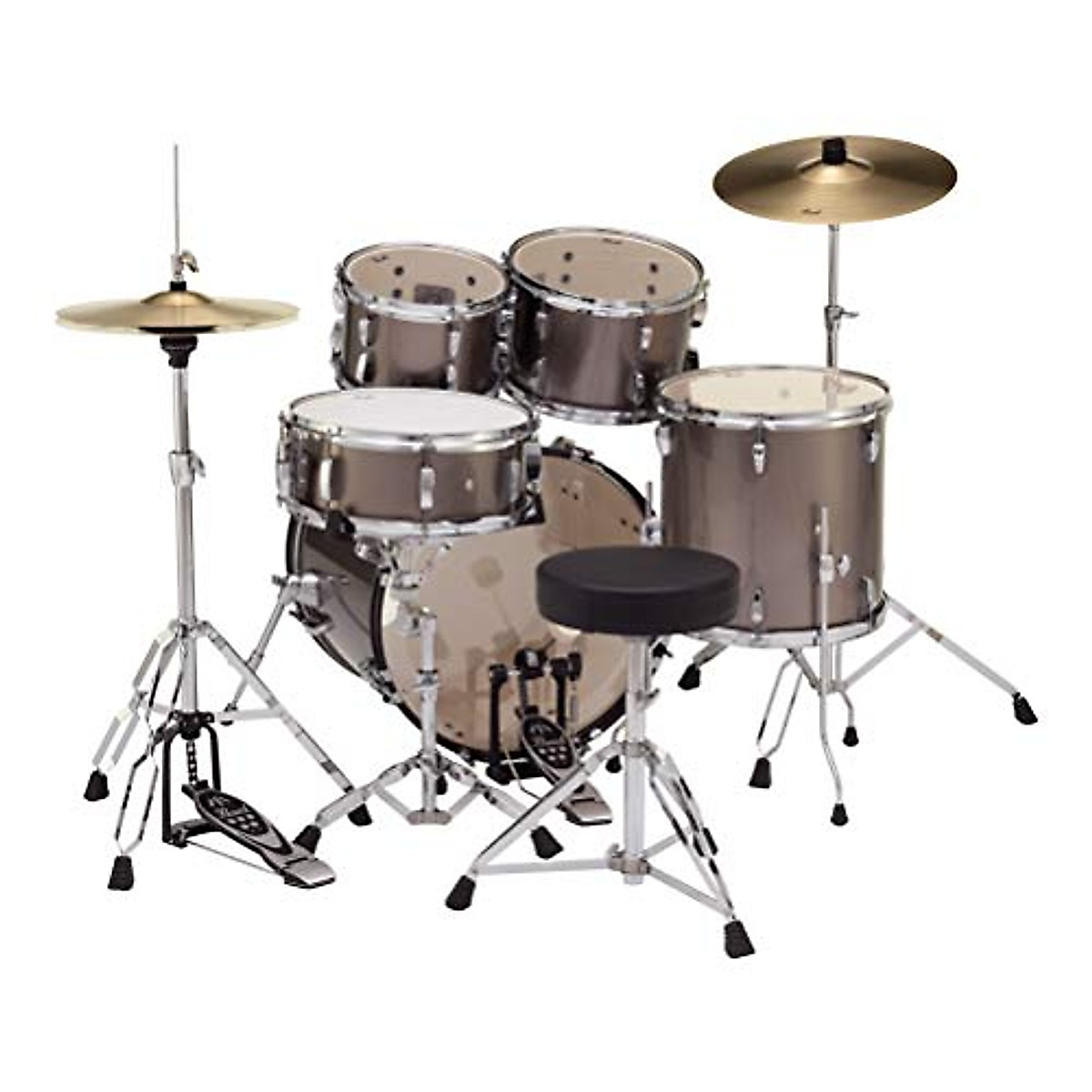 Pearl Roadshow Drum Set 5-Piece Complete Kit with Cymbals and Stands, Bronze Metallic (RS505C/C707)