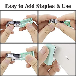 Simonhomes Mini Stapler, Small Stapler with 100 PCS Staples, Blue Stapler Stationery Set with 20 PCS Clips for Office School Home, 10 Sheets Capacity