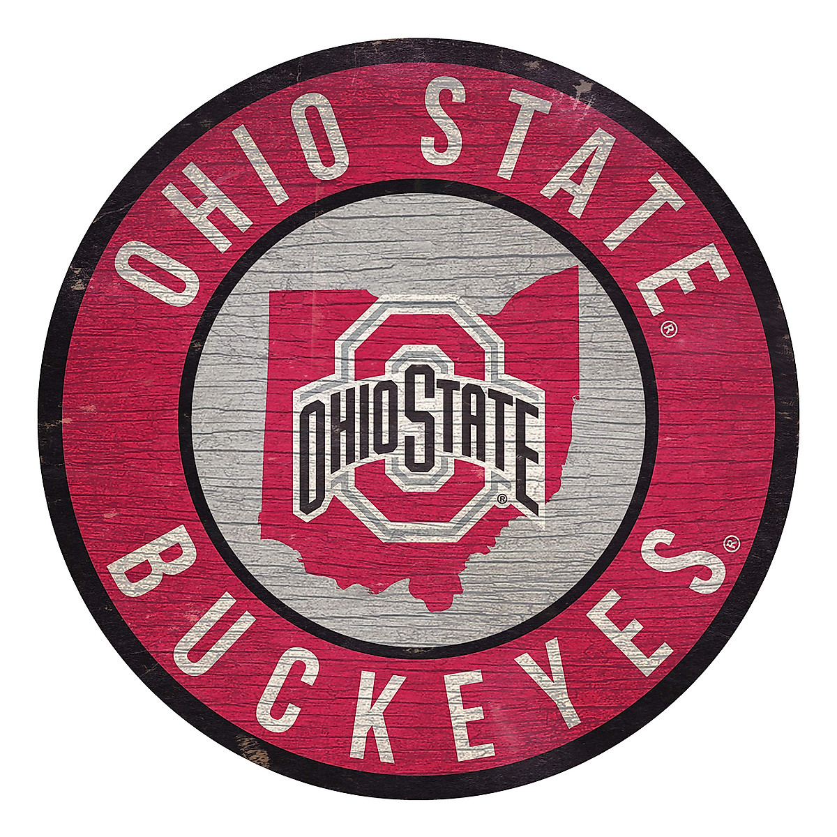 Fan Creations Ohio State Buckeyes Sign Wood 12 Inch Round State Design