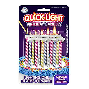 BEST PARTY EVER! Quick Light Birthday Candles - Amazing Chain Reaction - Lighting One Candle Lights Them All - Multi-Color - Great for Birthdays and More - 4-Pack (48 Candles)