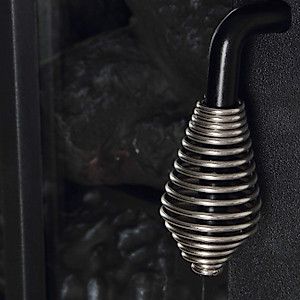 Della 17 Inch 1400W Compact Freestanding Portable Electric Fireplace Stove Heater with Realistic 3D Flame Effect, Infrared Quartz Indoor Heat, Faux Logs - Black