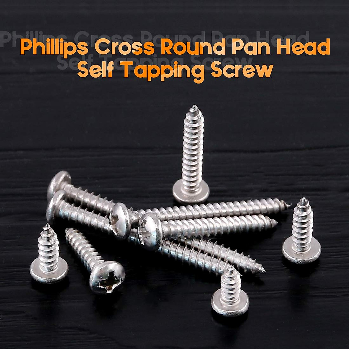 Rustark 210-Pcs [# 6 5/16'' to 1-1/2''] 304 Stainless Steel Round Pan Head Phillips Cross Wood Screws Drive Self Tapping Drilling Screws Assortment Kit