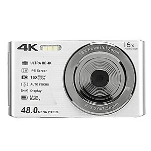 Digital Camera, Mini Digital Camera 2.8 Inch Screen 16X Digital Zoom for Beginners (Silver)
