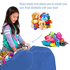 Posh Stuffable Kids Stuffed Animal Storage Bean Bag Chair Cover - Childrens Toy Organizer, X-Large 48" - Solid Royal Blue