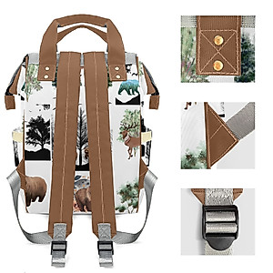 zaaprintblanket Custom Woodland Winter Animals Pine Tree Diaper Bag Backpack with Name Personalized Nappy Baby Bag for Women Mommy Girl Gift