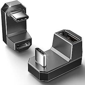 JSAUX 180° USB-C to USB Adapter 2 Pack, 180 Degree Angle USB-C Male to USB-C Female USB-C 3.1/PD 100W and Type-C Male to USB-A Female Adapter, for ROG Ally,Steam Deck,Switch,Laptop,Tablet,Phone-Black
