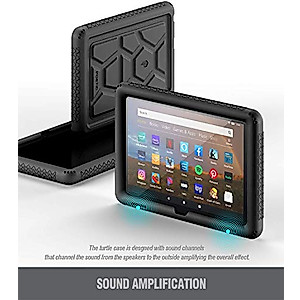 Poetic TurtleSkin Case Designed for All-New Kindle Fire HD 8 Tablet and Fire HD 8 Plus Tablet (10th Gen, 2020 Release), Heavy Duty Shockproof Kids Friendly Silicone Bumper Protective Case Cover, Black