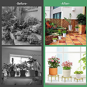 5 Pack Metal Plant Stand for Outdoor Indoor Plants, Heavy Duty Flower Pot Stands Outdoor for Multiple Plant, Rustproof Iron Round Plant Shelf for Planter, Potted Plant Holder for Patio, Lawn & Garden