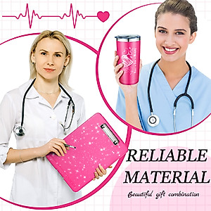 Sabary 5 Pcs Nurse Gift Peace Love Nursing Graduation Gift Set Include Nurse Bag, Stethoscope Storage Case, Tumbler, Nurse Badge Reel, Nursing Clipboard for Nurse Work Accessories (Pink,Classic)