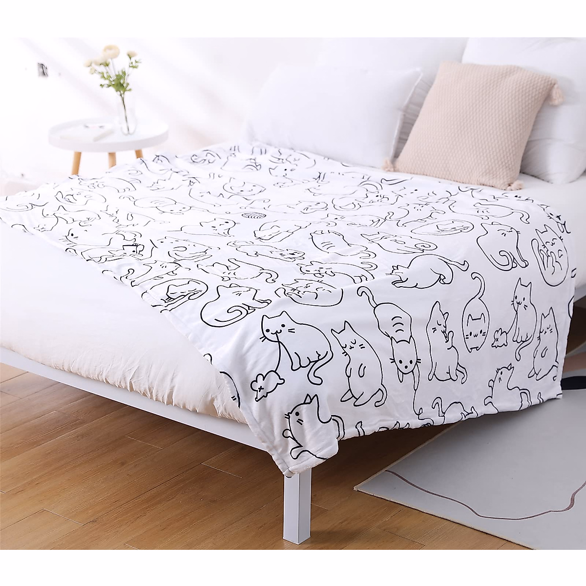 Sviuse Cat Blanket Twin Size Blanket Cat Gifts for Cat Lovers Soft Flannel White Cats Pattern Throw for Girls Women Kids (60" X 80", Cat 2)