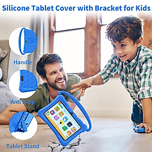 WXUNJA Kids Tablet, 7 inch Android Tablet for Kids, 32GB Toddler Tablet, Tablets for Kids with Bluetooth, GMS, WiFi, Parental Control, Dual Camera, Shockproof Case (Pink red) (Pink) (Blue)