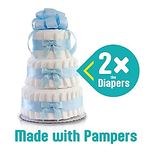 Classic Pastel Baby Shower Diaper Cake (3 Tier, Blue)