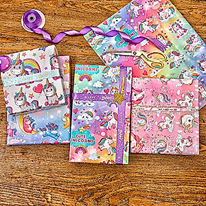 THMORT Unicorn Wrapping Paper For Girls kids, Barbie, Women. Birthday Wrapping Paper Includes 4 Princess Pink Designs Of Rainbow, Star, Diamond, Happy Lovely cute for Holidays Baby Shower Party, glitter shine 12 thick Sheets Folded Flat 20 × 29 Inches