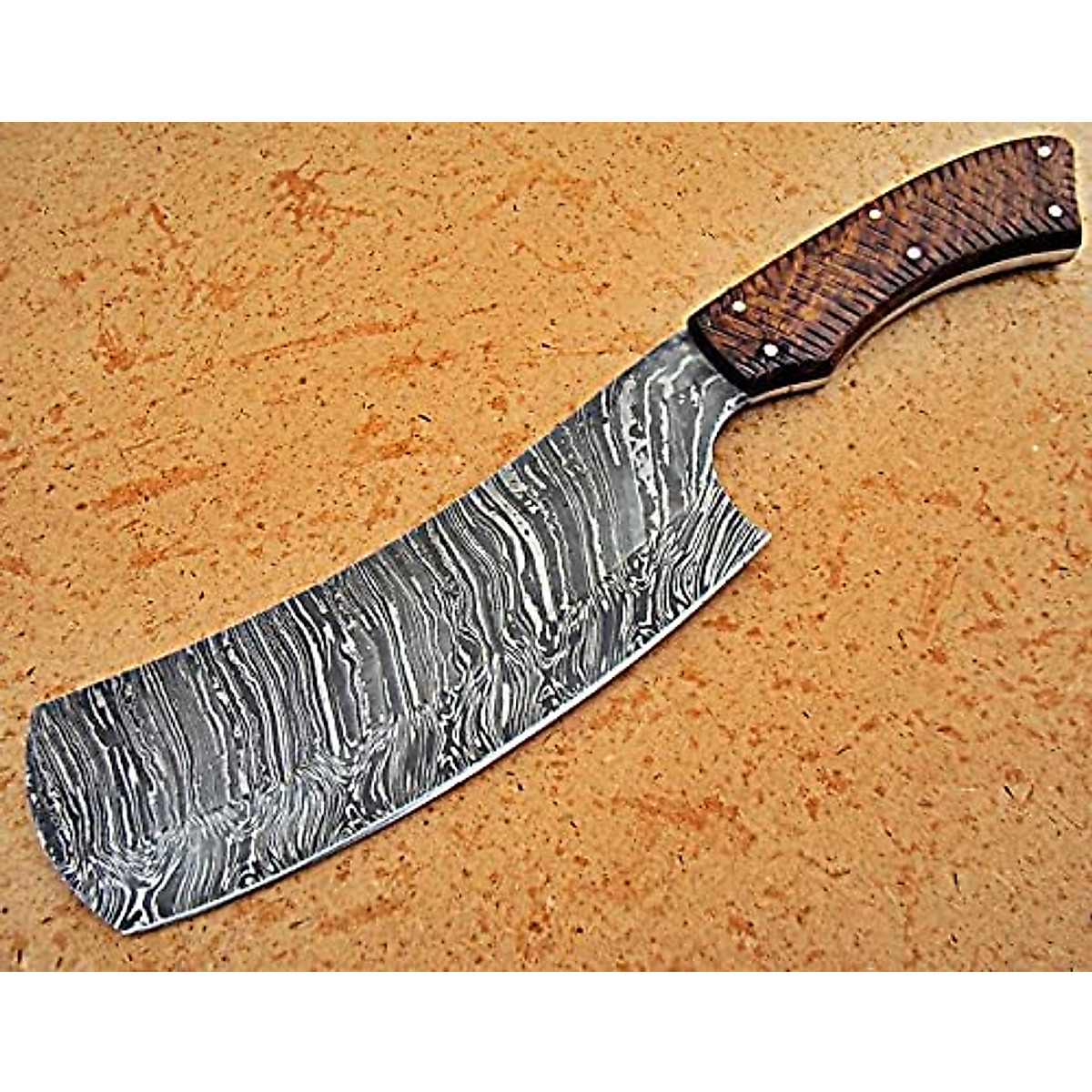 CP-285, Damascus Steel 12.00 Inches Cleaver style Knife – Solid Rose Wood Handle (Damascus Steel 1)