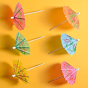 Prextex Drink Umbrella Cocktail Picks - Bulk Pack of 220 Assorted Tropical Decor Party Picks with Parasol | Cocktail Umbrellas for Drinks, Tiki Bars, Picnics, Cake Toppers