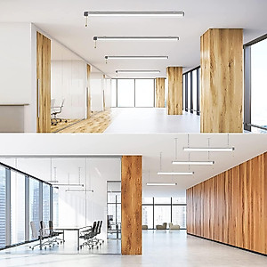 OPENLUX 3.6ft Linkable LED Shop Light, 80W LED Utility Shop Light Fixture,10400LM,41 inch,5000K Daylight for Workshop,Office with Plug and On/Off Pull Chain,Hanging or Surface Mount - 4 Pack