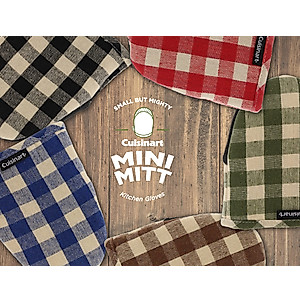 Cuisinart Buffalo Check Mini Oven Mitts - 2 Pack, Black and Ivory Plaid Design - Handle Hot Kitchen Items Safely - Non-Slip Grip Mini Oven Gloves with Insulated Pockets - 5.5 x 7.25 Inches