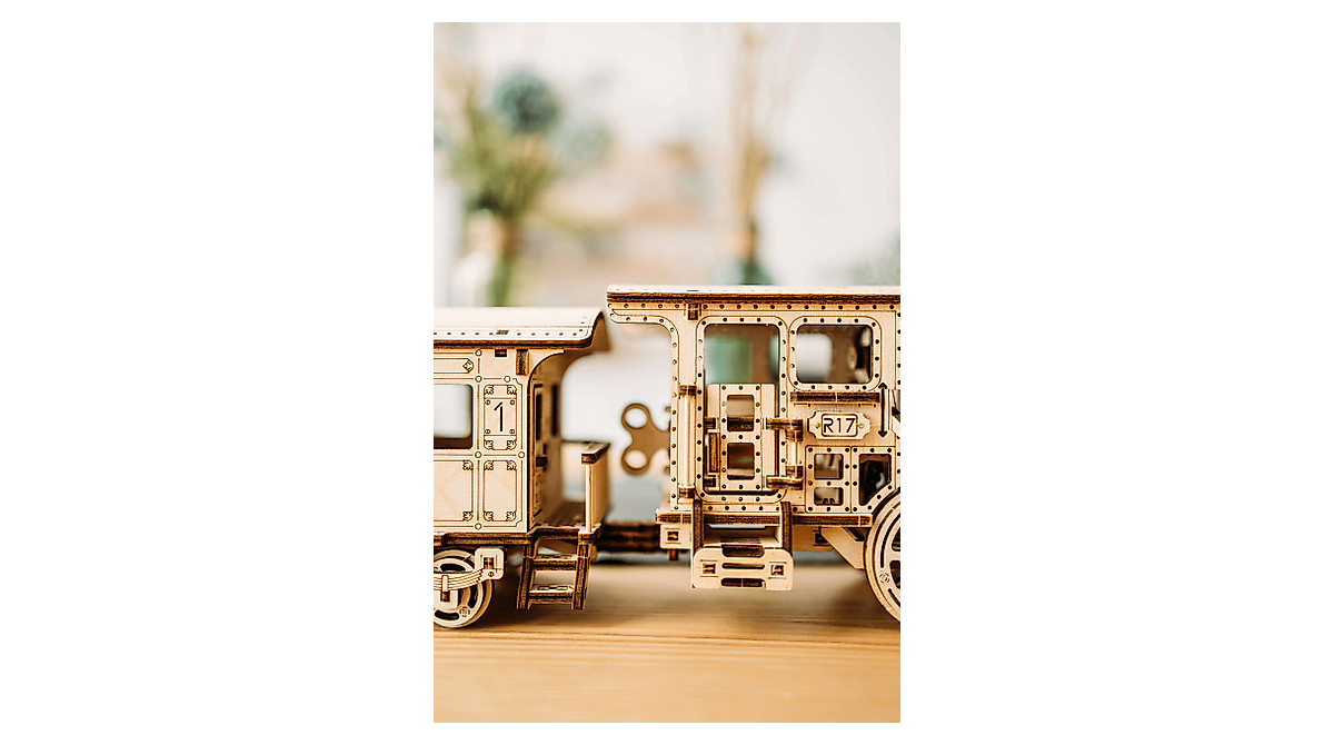 Wood Trick Wooden Toy Train Set - Build Your Mechanical Railway Model