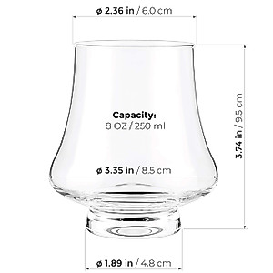 LUXBE - Bourbon Whisky Crystal Glass Snifter, Set of 4 - Wide Tasting Glasses - Handcrafted - Good for Cognac Brandy Scotch - 9-ounce/260ml