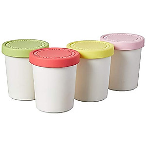 Tovolo Sweet Treat, 6 oz. Mini Tubs Set of 4, Tight-Fitting Silicone Lid, Easy Stacking Reusable Ice Cream Container, 6-Ounces, Assorted