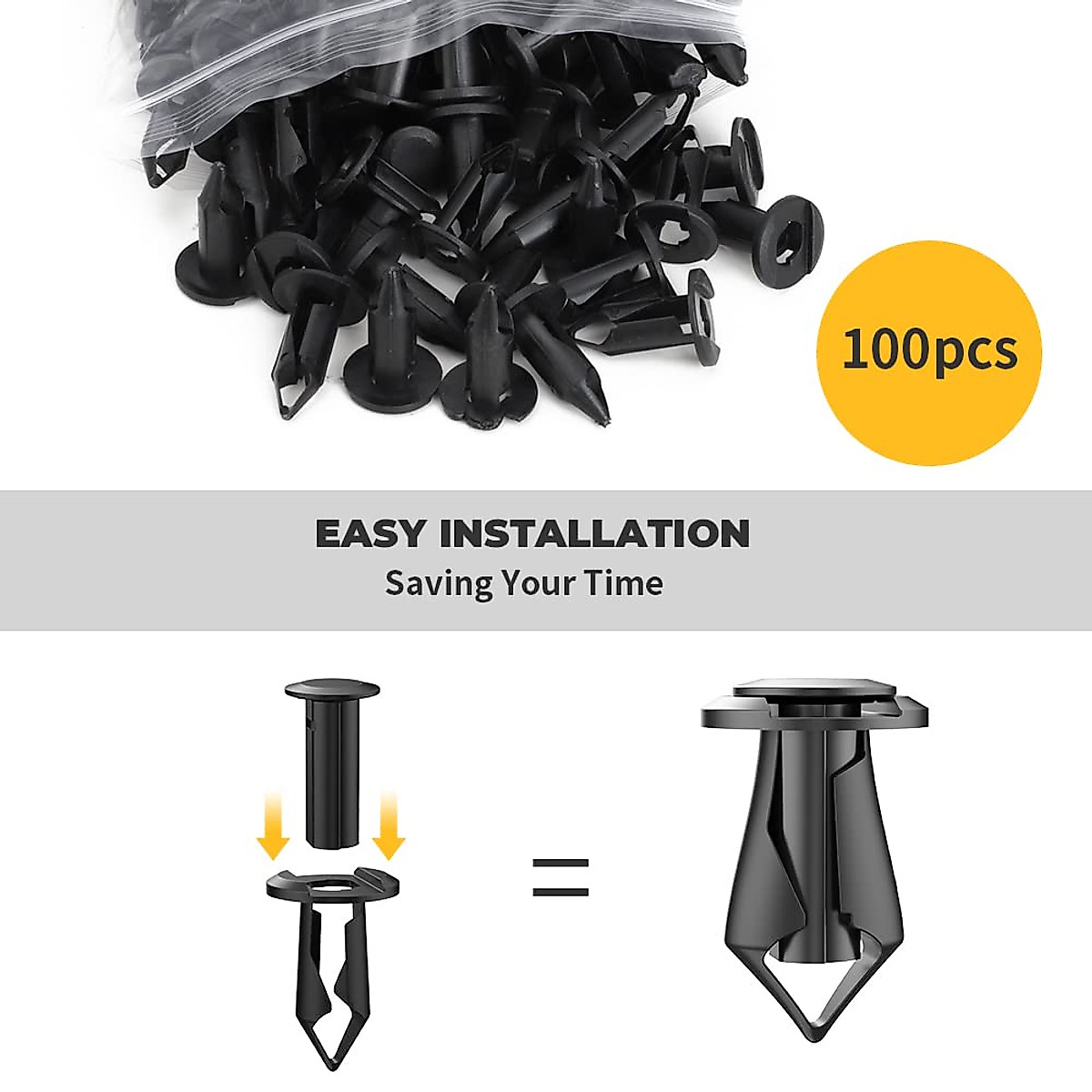 Alpha Rider 100pcs 8mm Fender ATV Push Retainer Clips Fastener for Honda Suzuki Kawasaki Polaris Sportsman Rangers Rzr Replace 7661855