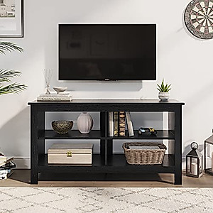 Panana Black TV Stand for 50 inch TV, Storage Shelves, Entertainment Center, Media Console, Living Room, Bedroom