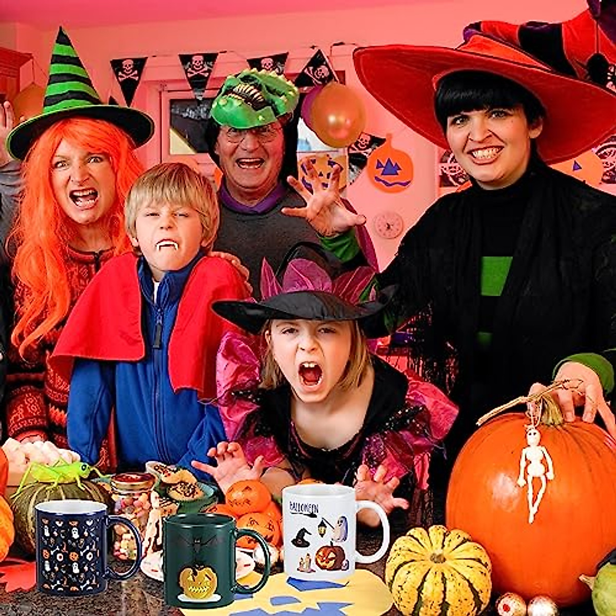 Maxdot 8 Pieces Halloween Mugs 12oz Mug Set Halloween Coffee Mugs with Handle Halloween Ceramic Matching Mugs for Home School Office Table Centerpieces Housewarming Holiday Party Gift