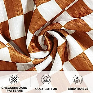 Aweyoo Baby Boy Winter Outfits 2 Piece Neutral Baby Clothes Long Sleeve Romper Checkerboard Bodysuit Top Pants Thanksgiving Baby Outfit