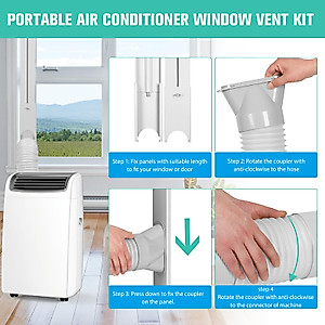 Nihoney Portable Air Conditioner Window Vent Kit with Exhaust Hose 5.1 Inch Diameter, Adjustable 59 Inch Length Exhaust Hose for AC Seal Plate with Universal for Sliding Window