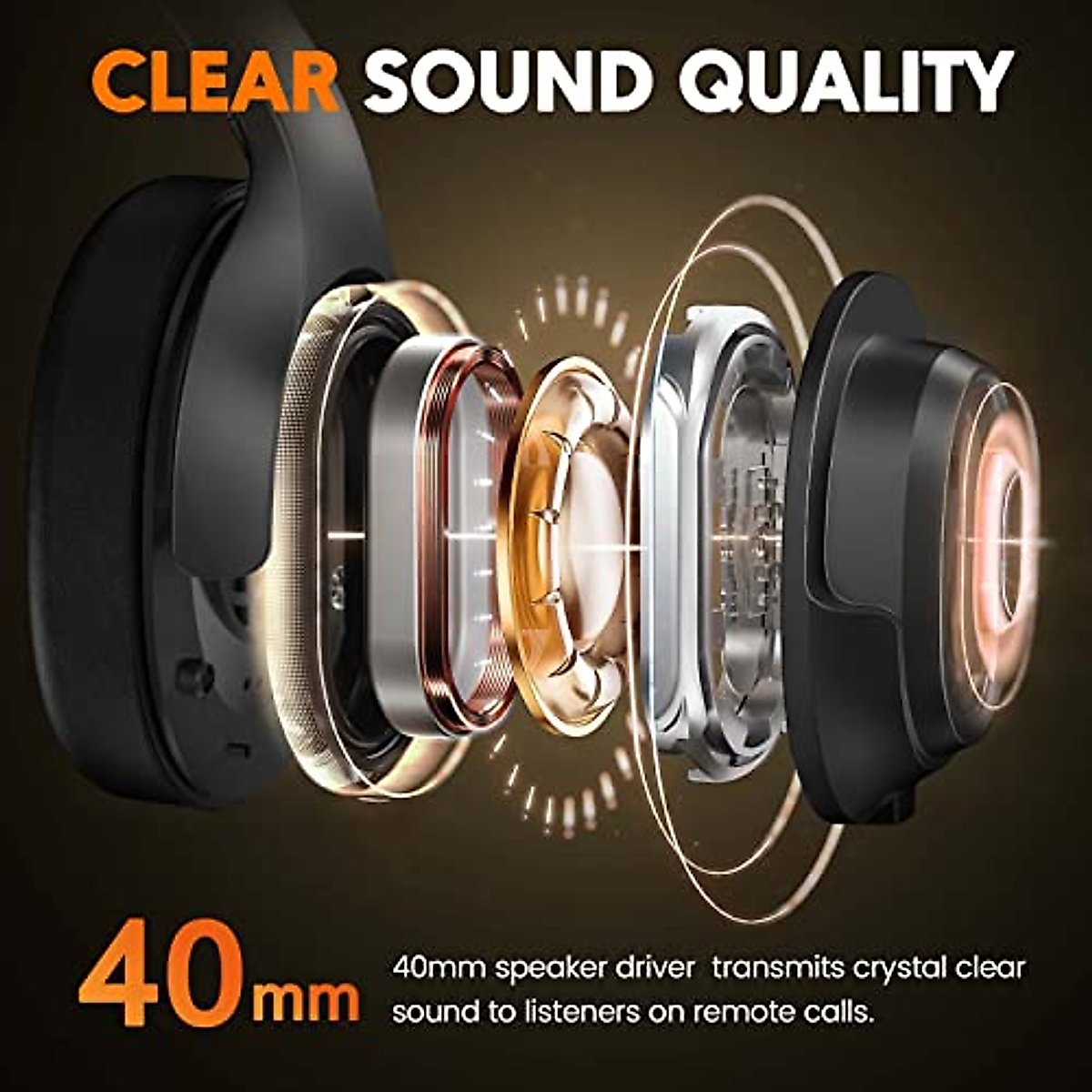 EKSA Trucker Bluetooth Headset, 164ft Wireless Headphones for PC with AI Noise Cancelling Microphone & USB Dongle, 57Hrs Worktime, Computer Headset with Mute Button for Cell Phone Office Work Skype