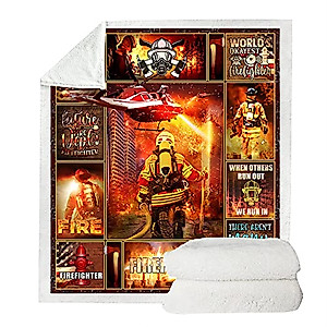 Juirnost Firefighter Gifts for Men Firefighter Blanket Firemen Throw Blanket Firefighters' Day Birthday Gift Idea Fireman Practitioner Throw Blankets Fleece Soft Cozy Luxury Gifts for Firefighters