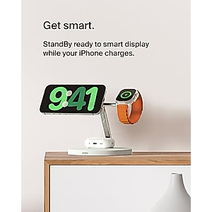 Belkin MagSafe 3-in-1 Wireless Charging Stand (Older 2021 Release) for Apple Watch, iPhone Series, AirPods - Black