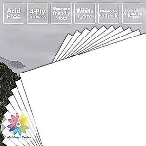 Mat Board Center, Pack of 10, 16x20 Uncut White Color Mats Mat Boards - Acid Free, 4-Ply Thickness, White Core - Great for Pictures, Photos, Framing Backing