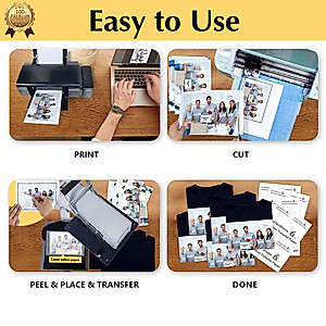 TransOurDream Iron on Heat Transfer Paper for Heat Press (25 Sheets, 8.5x11", Dark 6.0) Printable HTV Heat Transfer Vinyl for T Shirts Iron on Transfers for Inkjet Printer (TRANS-D6-20)