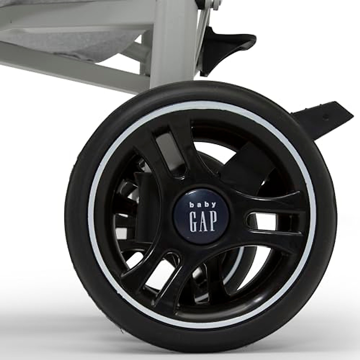 babyGap Classic Stroller - Lightweight Stroller with Recline, Compact Fold & Removable Parent Organizer - Made with Sustainable Materials, Grey Stripes