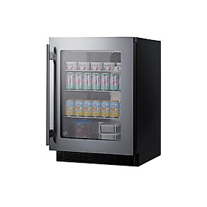 Summit Appliance ASDG2411 24" Wide Built-In Beverage Center, ADA Compliant; 3.25 cu.ft Capacity; Frost-free; Sealed Back; Open Door Alarm; Factory Installed Lock; Dimmable LED Light