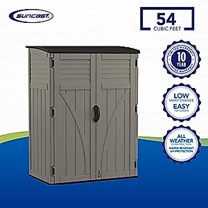 Suncast 54 cu. ft Resin Vertical Lockable Storage Shed, Stoney, BMS5700SB